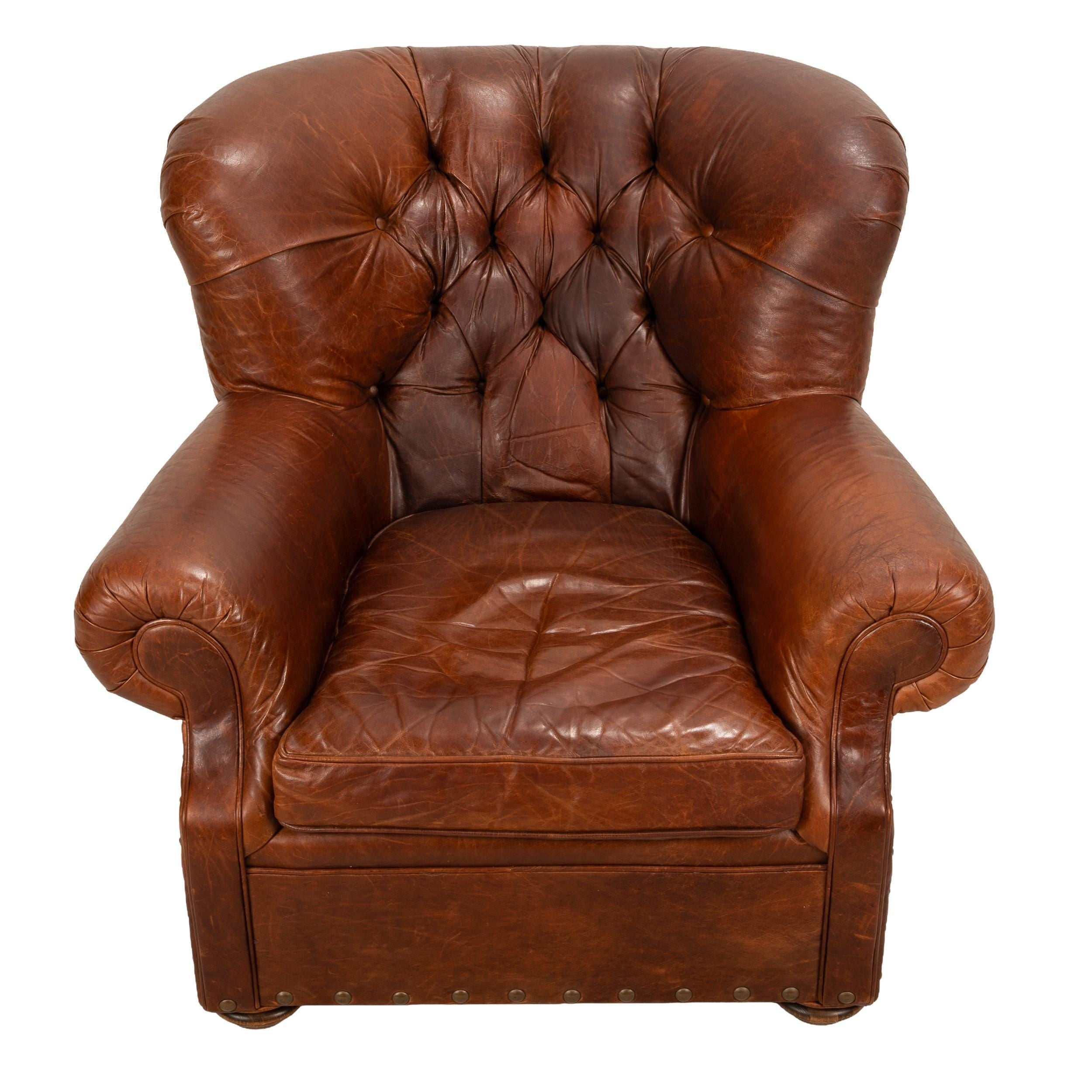 Mitchell Gold for Restoration Hardware Chesterfield Tufted Leather Lou ...