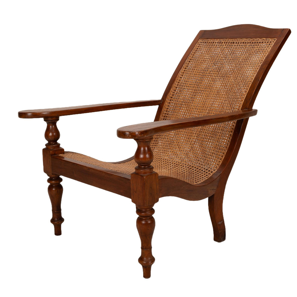 British Colonial Plantation Style French Double Cane Lounge Chair - Un ...
